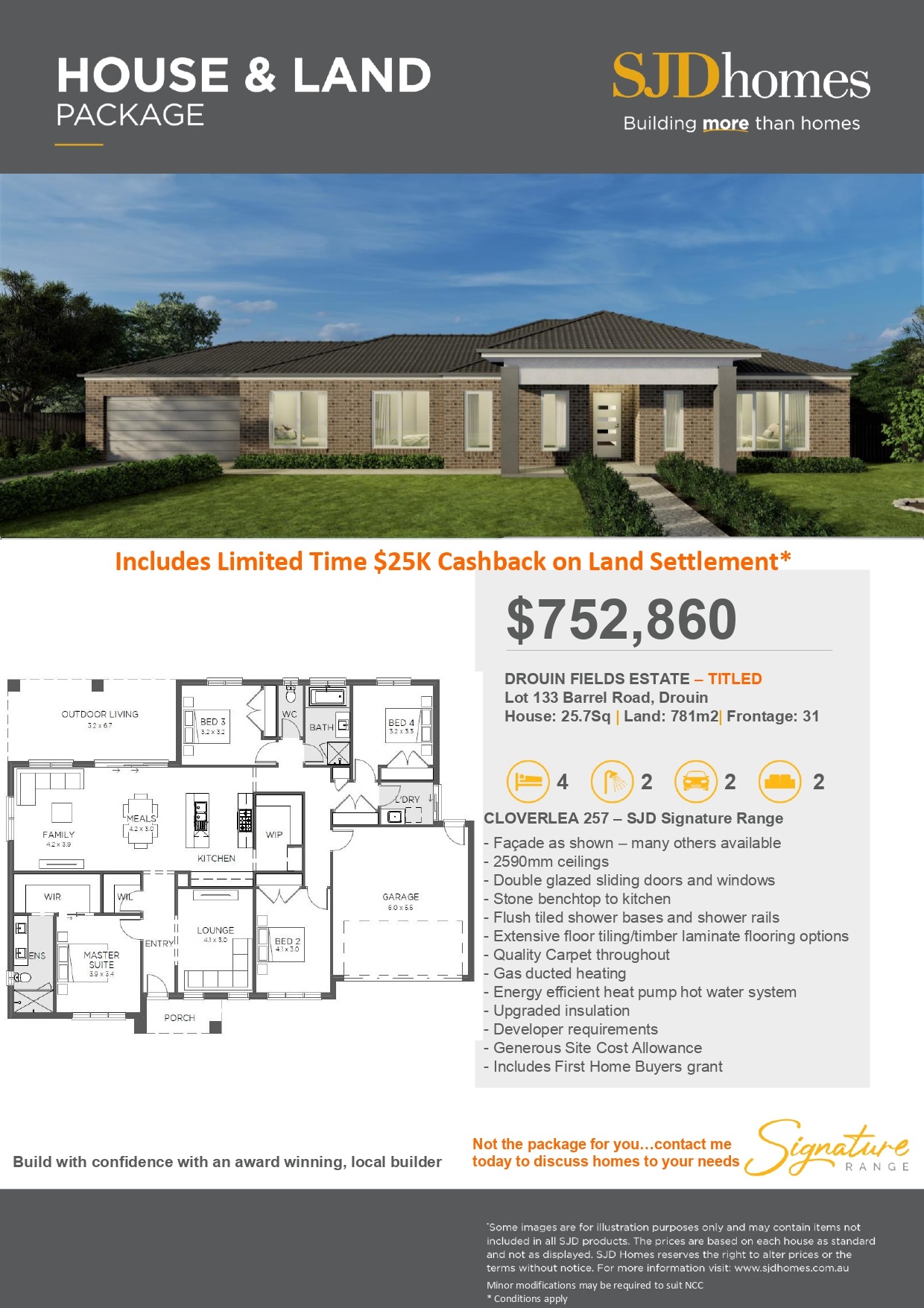 [House & Land] Lot 133: Cloverlea 257 by SJD Homes @ Drouin Fields Estate - Drouin | OpenLot